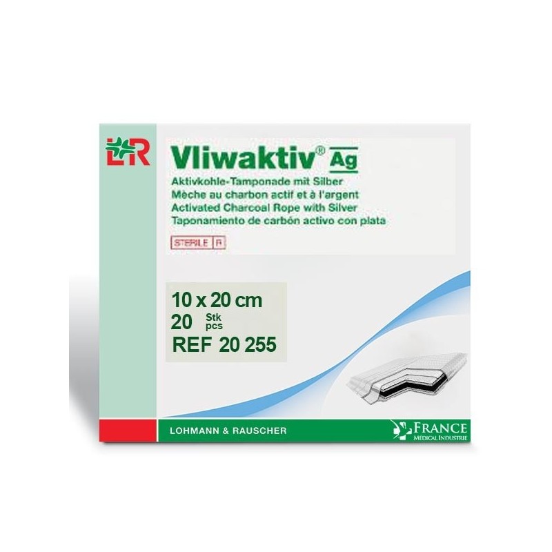 Compresse absorbante au charbon pansement Vliwaktiv Lohmann Rauscher 10 ...